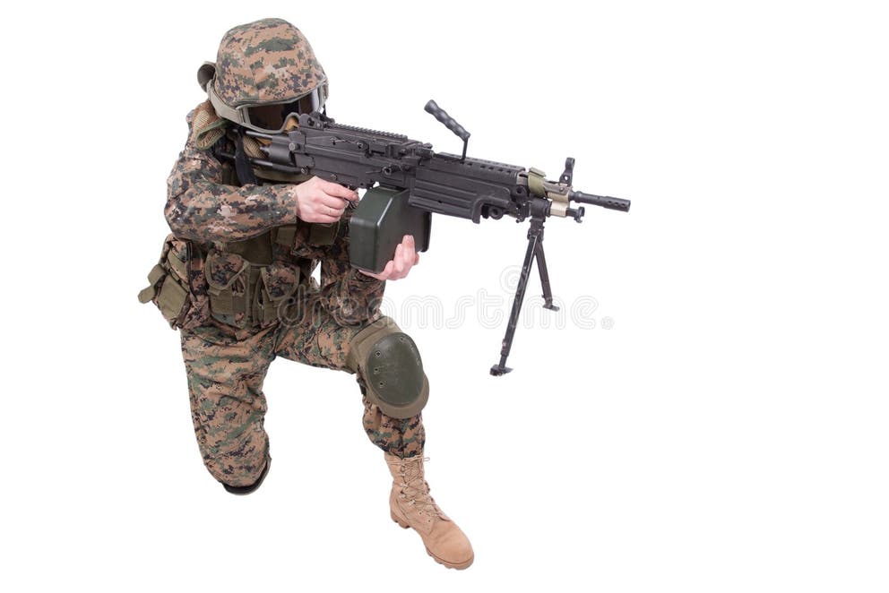 US MARINES with M249 Machine Gun Stock Image - Image of commando ...