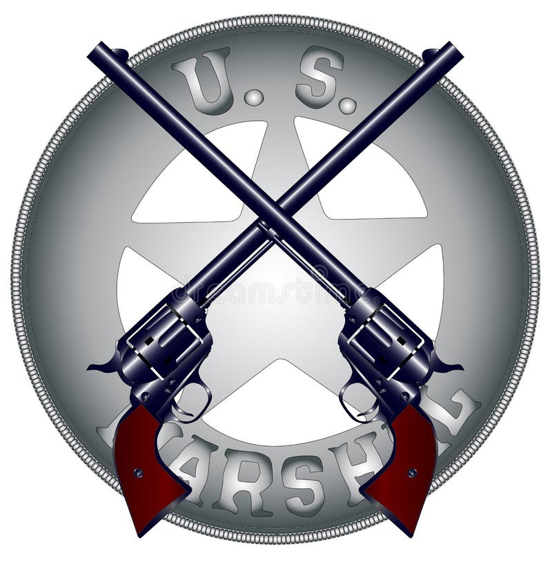 US Marshal Guns and Badge stock illustration. Illustration of barrel ...