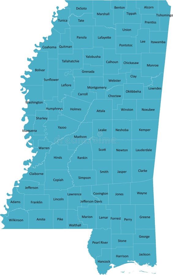 US Mississippi county map stock vector. Illustration of pattern - 280697105