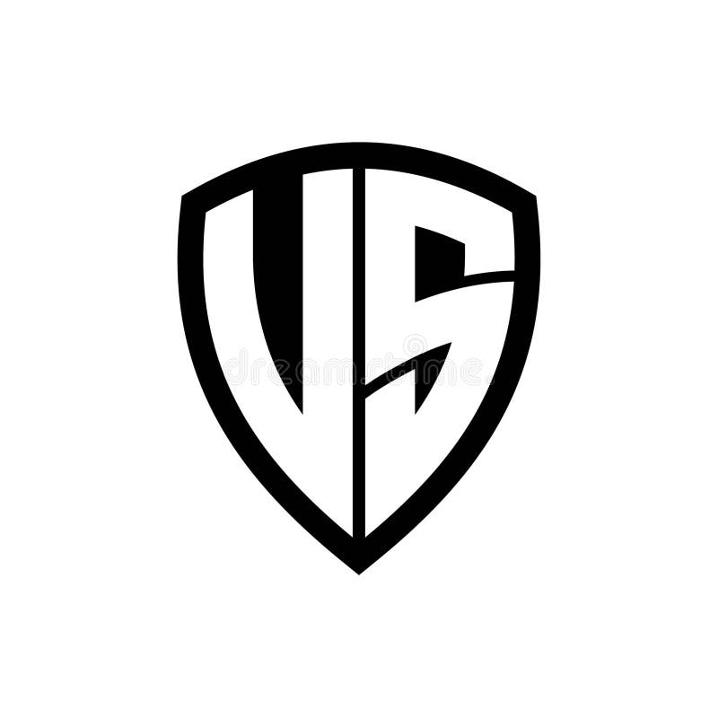 US Monogram Logo with Bold Letters Shield Shape with Black and White ...