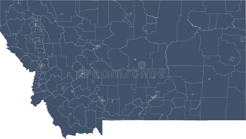 US Montana State Map with Census Tracts Boundaries Stock Vector ...