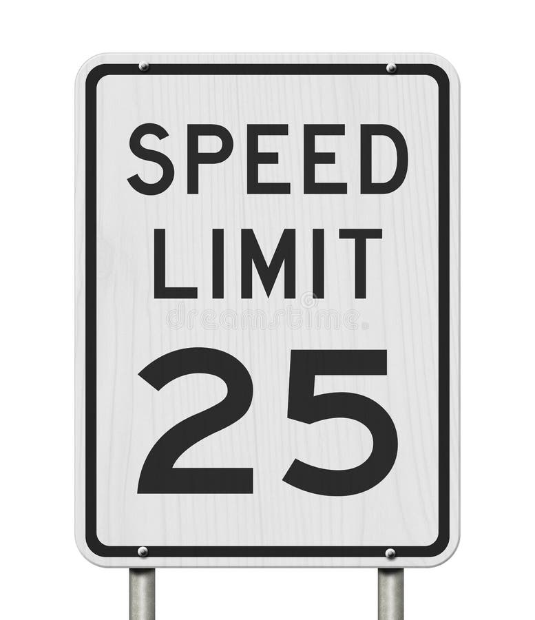 US 25 mph Speed Limit sign stock photo. Image of isolated - 246364870