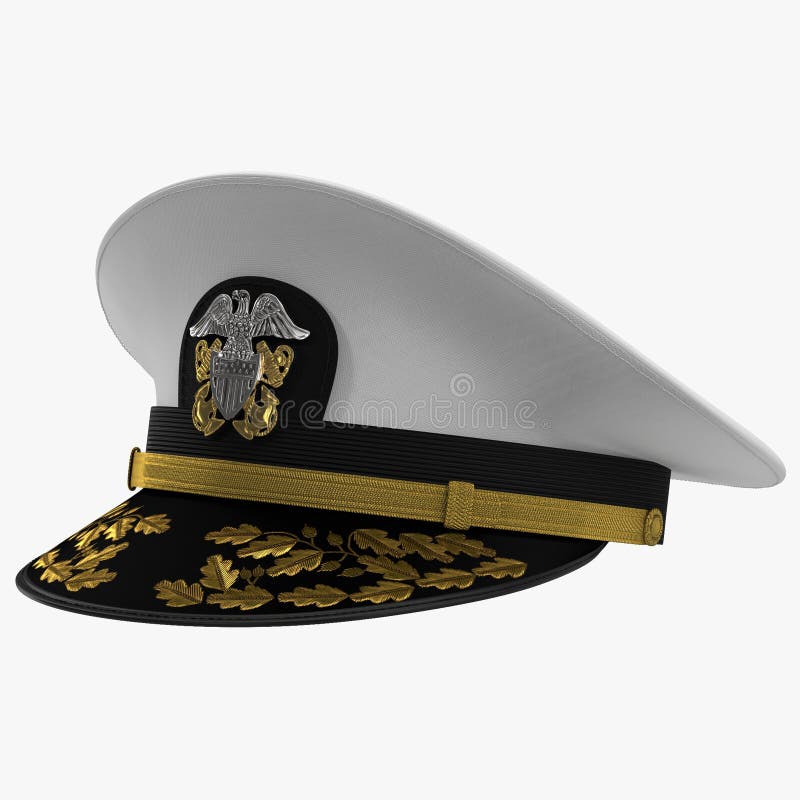 US Navy Officer S Cap Isolated on a White. 3D Illustration Stock ...