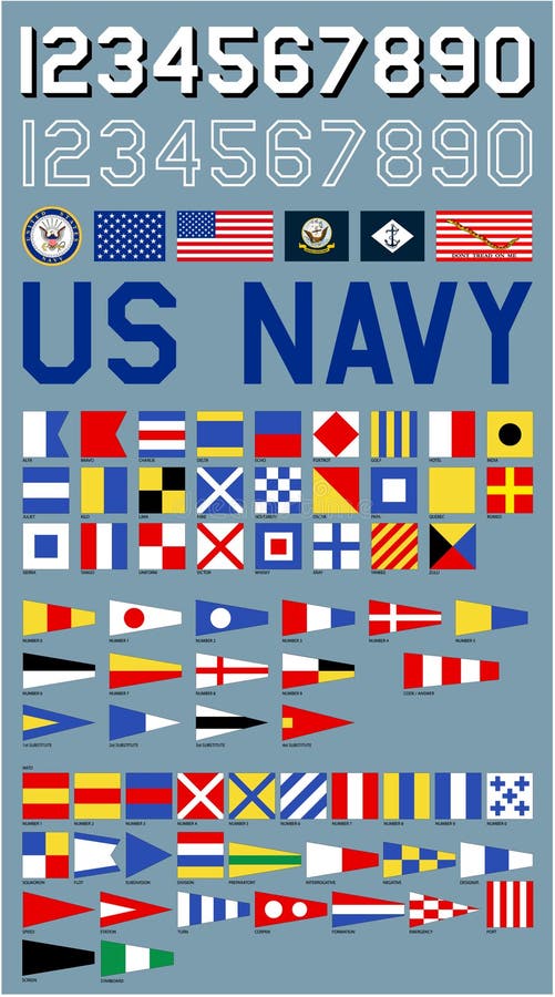 US Navy Signals Flags, Official Flags, Numbers and Symbols Stock Vector ...