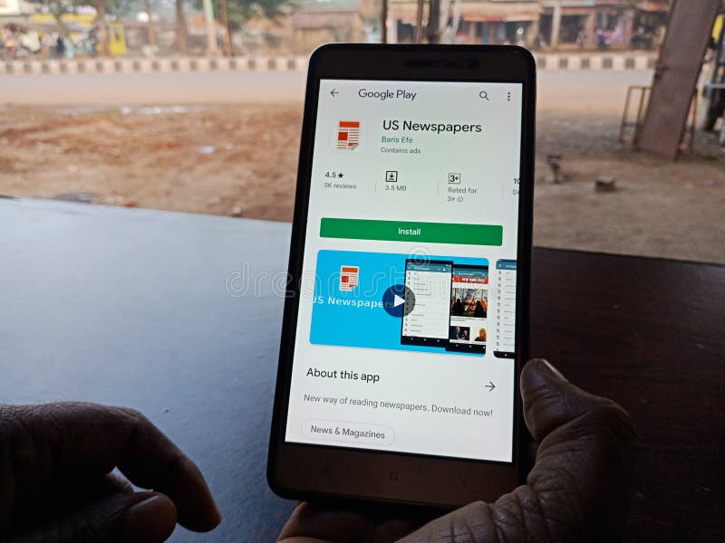 US Newspaper App Software Application Presented on Digital Screen at ...