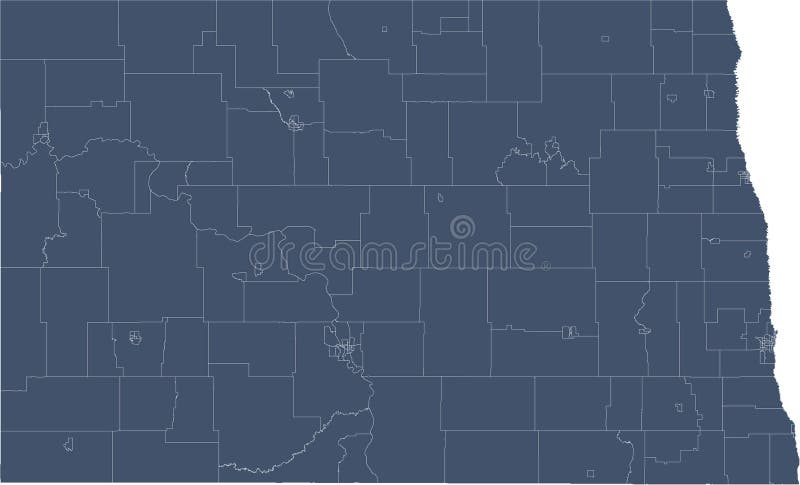 US North Dakota State Map with Census Tracts Boundaries Stock Vector ...