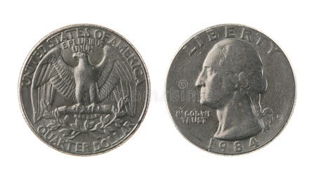 US One Quarter Coin Isolated on White Stock Image - Image of money ...