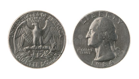 US One Quarter Coin Isolated on White Stock Image - Image of money ...