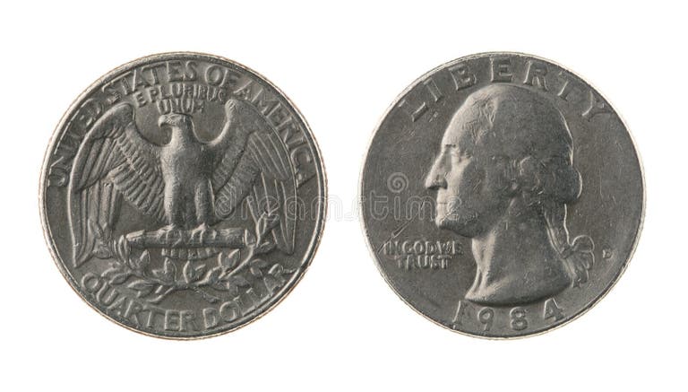 US One Quarter Coin Isolated on White Stock Image - Image of money ...