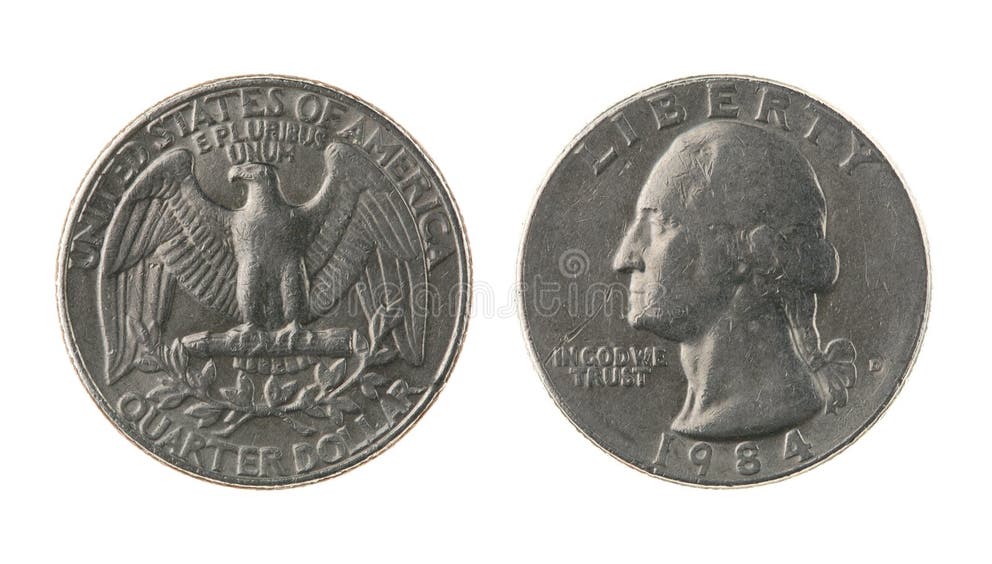 US One Quarter Coin Isolated on White Stock Image - Image of money ...
