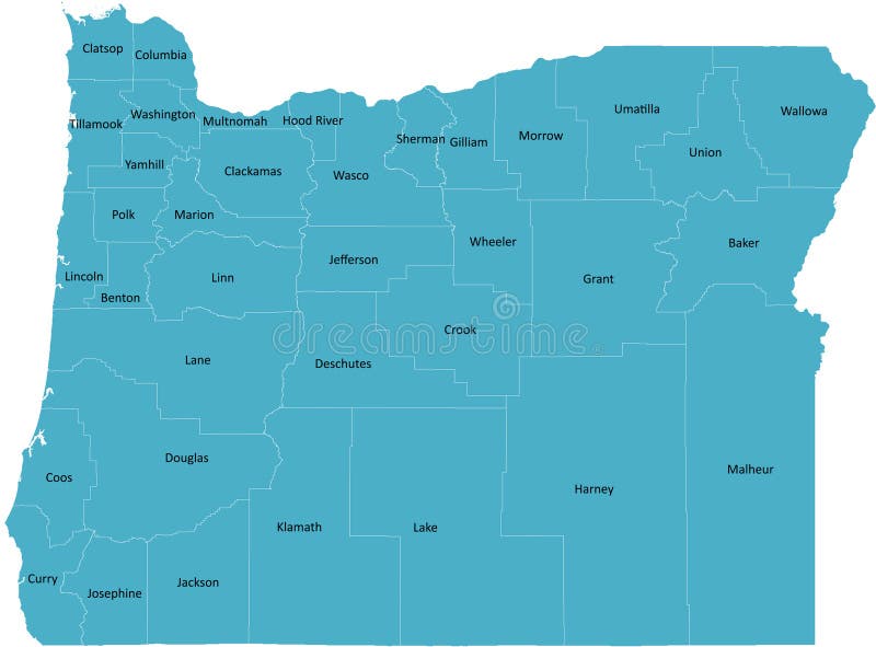 US Oregon county map stock vector. Illustration of states - 280697009