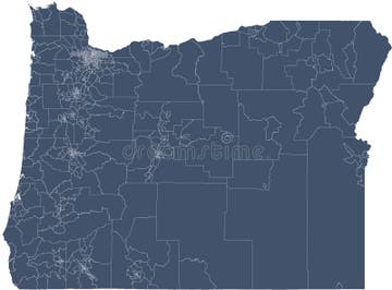 US Oregon State Map with Census Tracts Boundaries Stock Vector ...