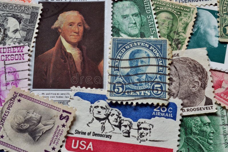 Vintage US postage stamps editorial stock photo. Image of arts - 19552263