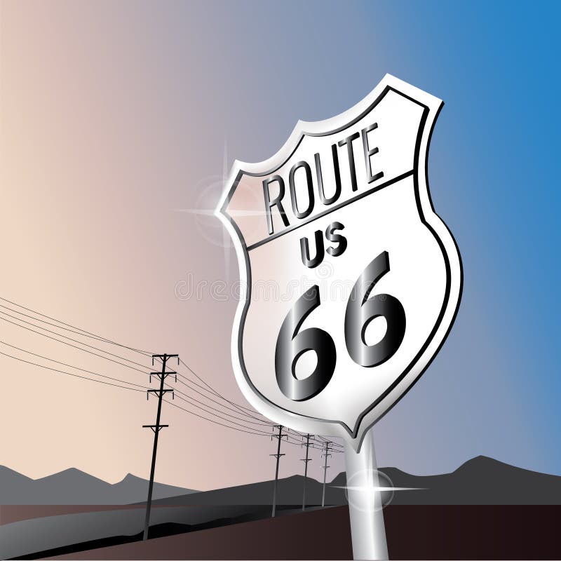 66 Us Route Sign Board. Vector Illustration Decorative Design Stock ...