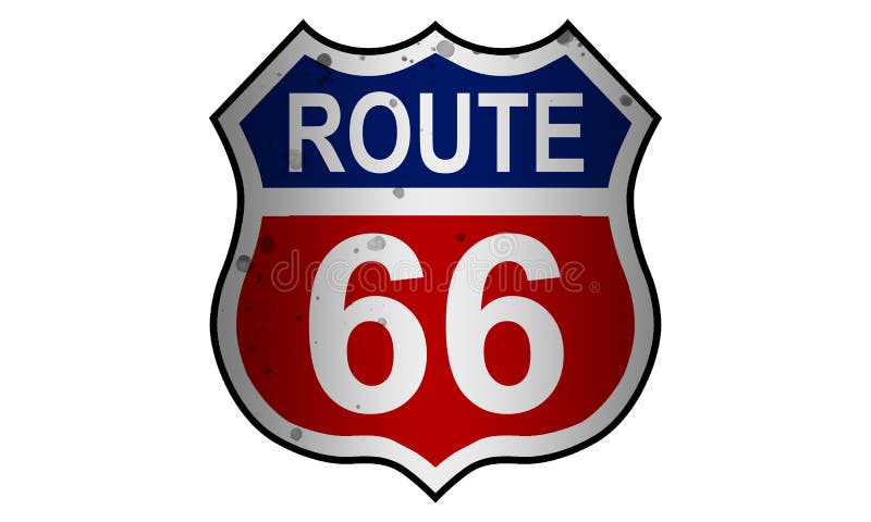US Route 66 Sign, Shield Sign with Route Number and Text Stock ...