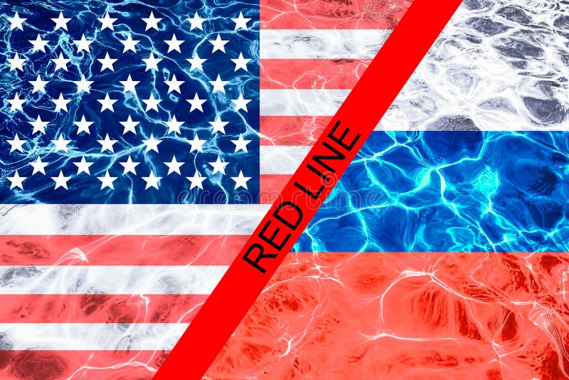 US and Russian Flags with a Red Line between Them Stock Image - Image ...