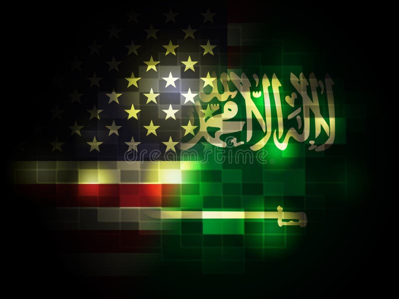 Us Saudi Arabia Flags and Relationship or Policy - 2d Illustration ...