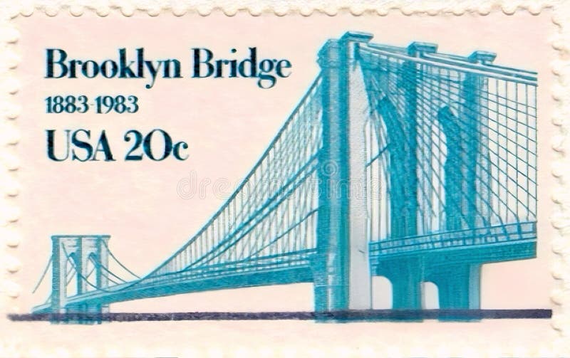 US Stamp Celebrating the Brooklyn Bridge S 100th Anniversary Editorial ...