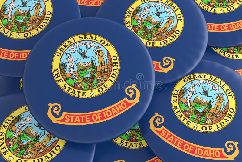 US State Buttons: Pile of Idaho Flag Badges 3d Illustration Stock ...