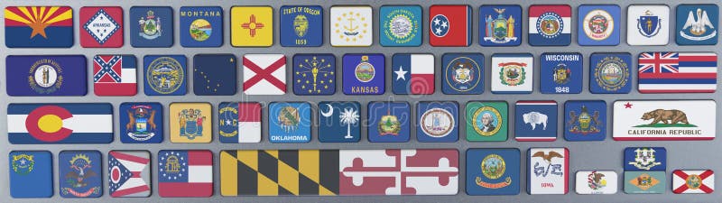 U.S.a. 50 Federal States Official Flags Editorial Stock Image ...