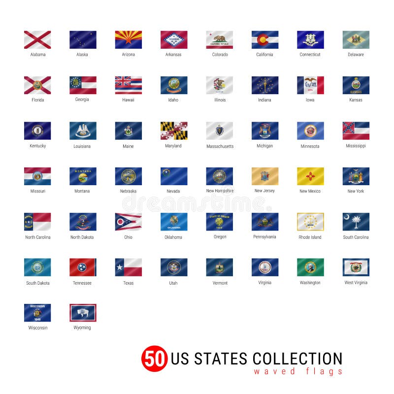 50 US States Vector Flag Set. Official Vector Flags of All 50 States ...