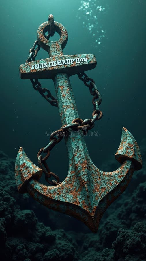 Rusty Anchor Underwater Chains Ocean Floor Deep Sea Environment Stock ...