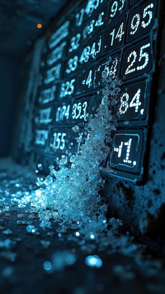 Sparkling Ice Crystals on Digital Control Panel with Blue Led Display ...