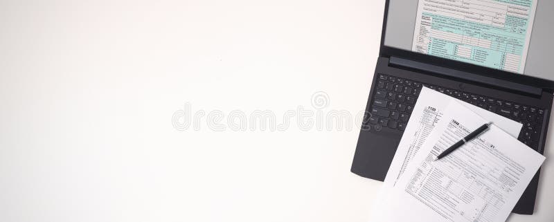 US Tax Form on Computer Keyboard Stock Photo - Image of cyberspace ...