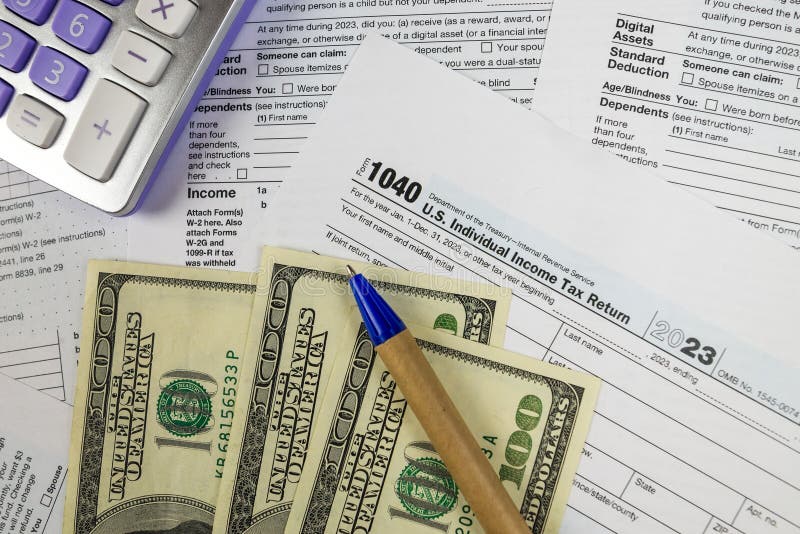 Us Tax Forms 1040. for 2023, Business Tax Time Concept Editorial Image ...