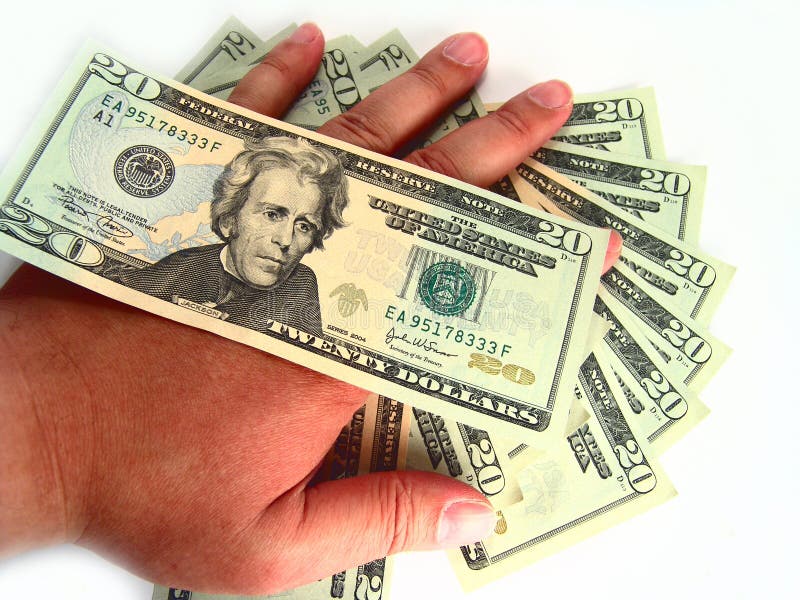 US Twenty Dollar Bills & Hand Picture. Image: 3695068