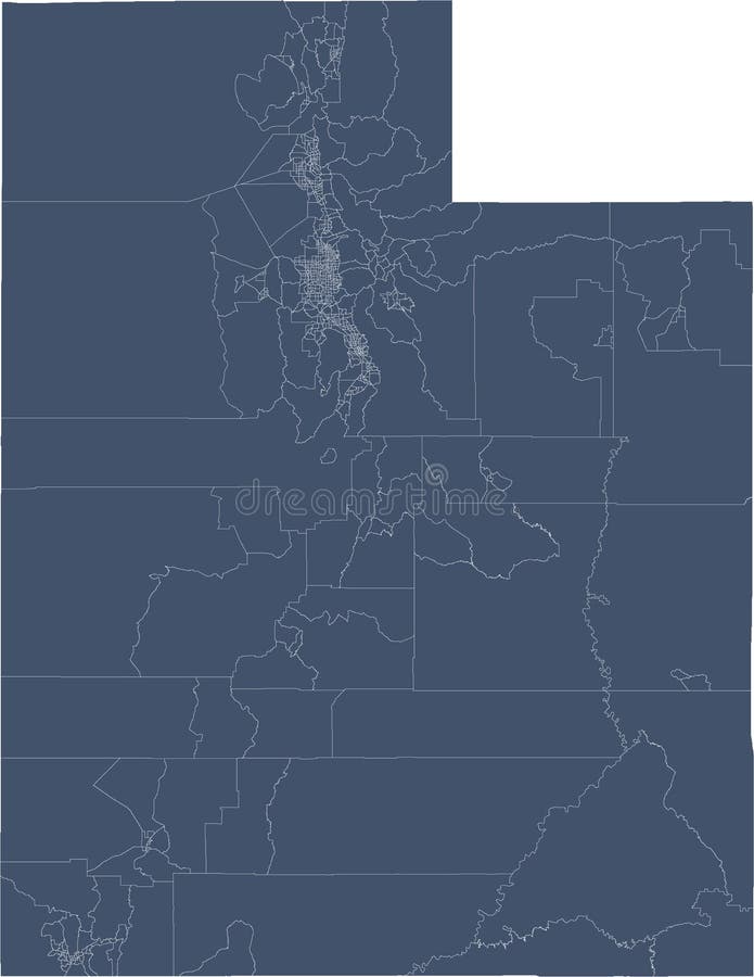 US Utah State Map with Census Tracts Boundaries Stock Vector ...
