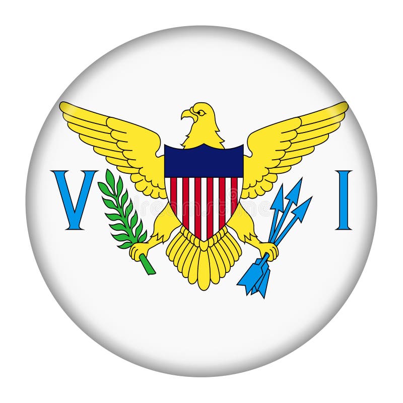 US Virgin Islands Flag Button 3d Illustration with Clipping Path Stock ...