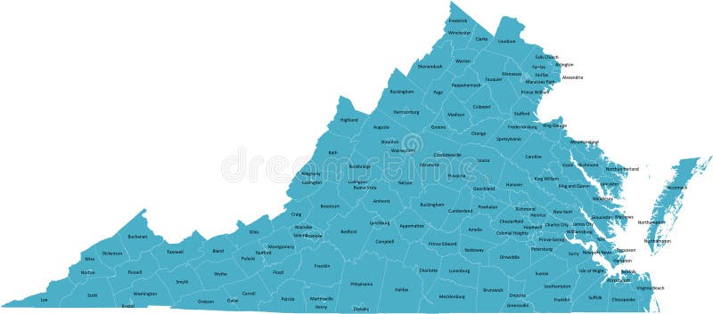 US Virginia county map stock vector. Illustration of vector - 280696922