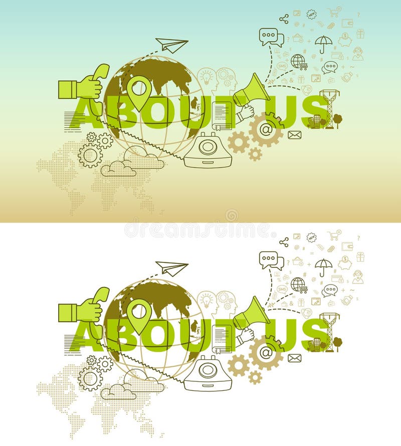 Us Website Banner Concept Thin Line Flat Design Stock Illustrations ...