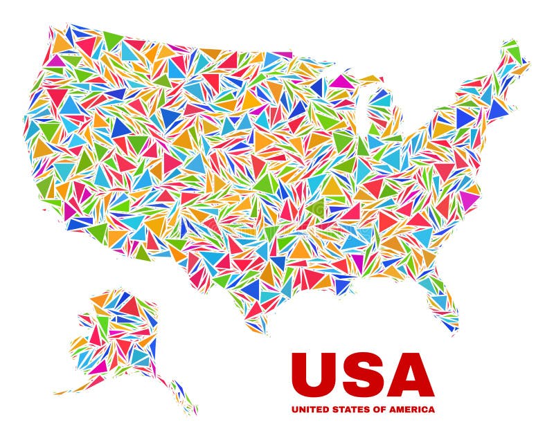 USA with Alaska Map - Mosaic of Color Triangles Stock Vector ...