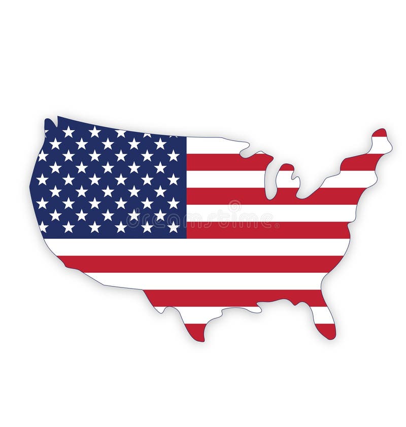 Usa America Flag in Simplified Map Symbol Stock Vector - Illustration ...