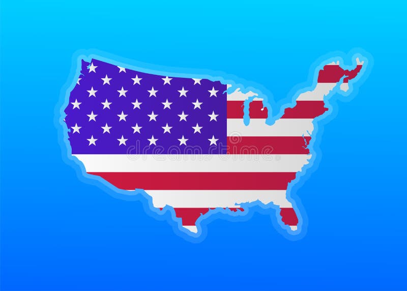 USA America Map States Border Isolated on White Background. Vector ...