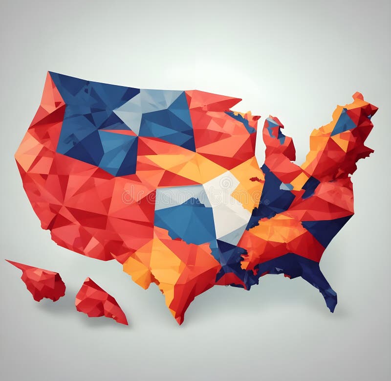 USA America polygon map stock illustration. Illustration of polygon ...