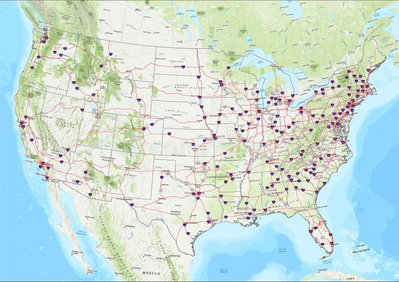 USA America Topographic Base Composite Navigation Map Stock ...