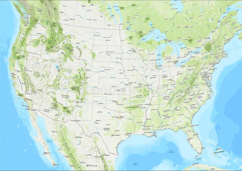 USA America Topographic Base Navigation Map Stock Illustration ...
