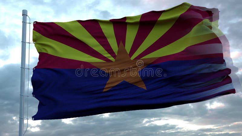 USA and Arizona Mixed Flag Waving in Wind. Arizona and USA Flag on ...