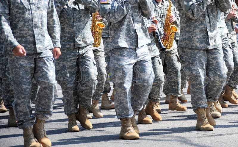 USA Army Marching Band in a Parade. Stock Photo - Image of formation ...