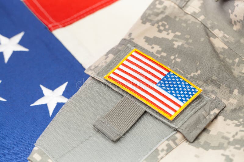 USA Army Uniform with Chevron Over Flag - Focus on Chevron Stock Image ...