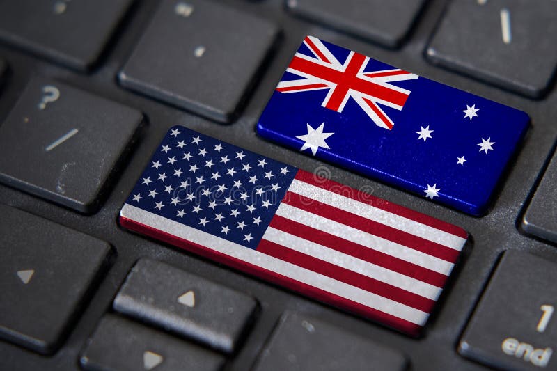 USA and Australia Flags on Computer Keyboard Stock Photo - Image of ...