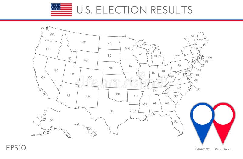 US Election Map. American Presidential Election Results Infographics ...