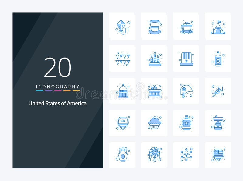 20 Usa Blue Color Icon for Presentation Stock Vector - Illustration of ...