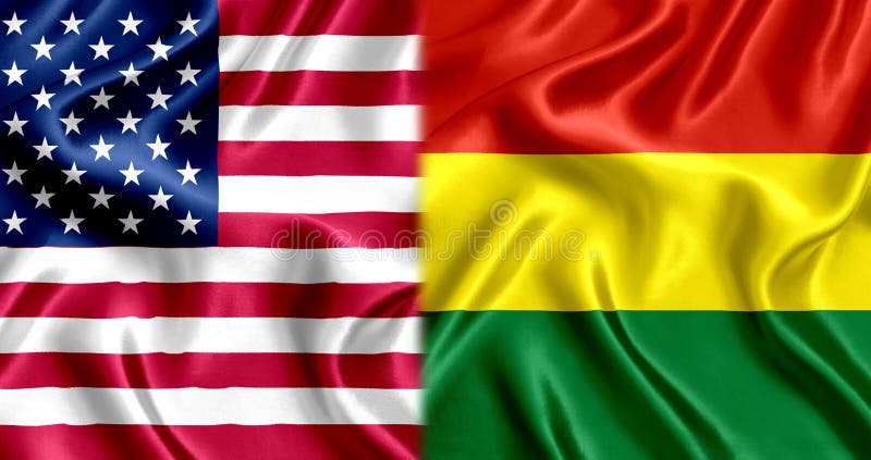 USA and Bolivia flag silk stock illustration. Illustration of american ...