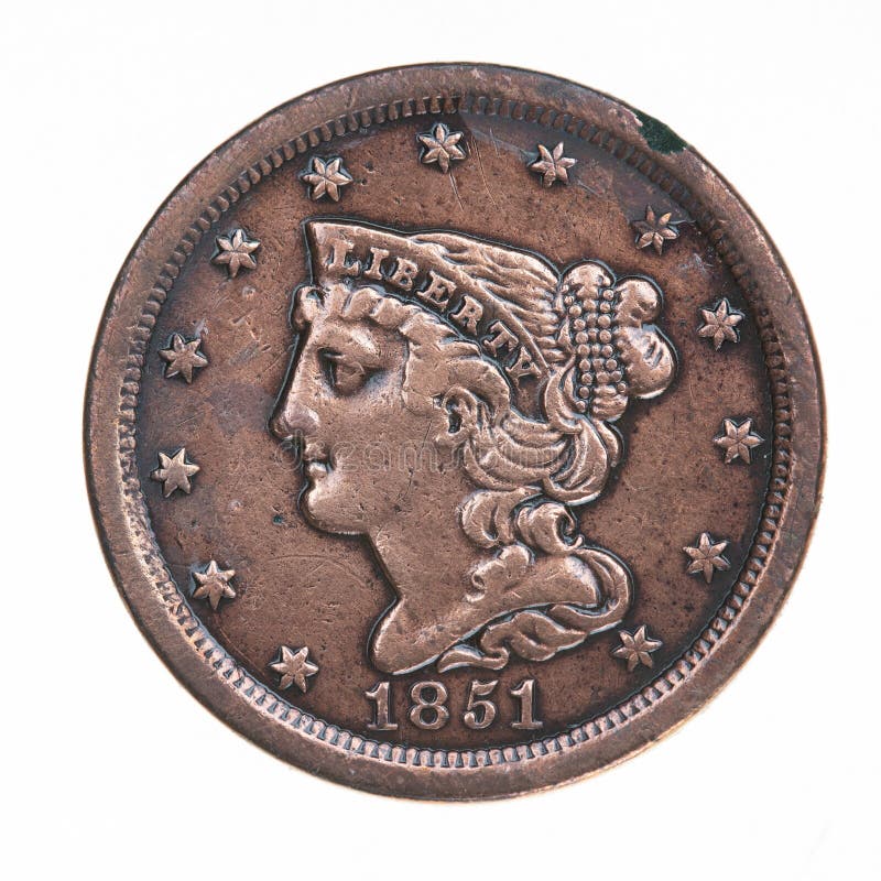 1851 USA Bronze 1/2 Cent Coin Stock Photo - Image of dollar, coin ...
