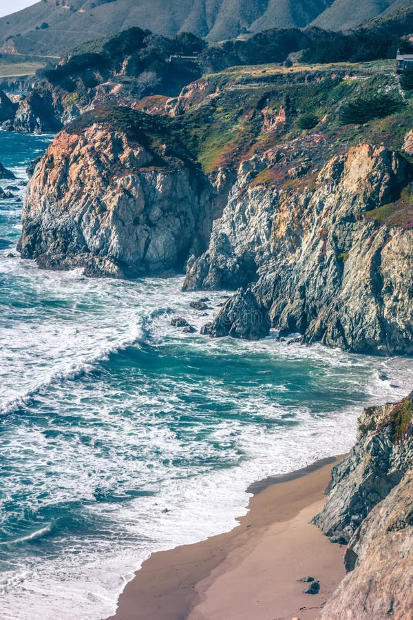USA California Pacific Ocean Coast Shoreline Stock Image - Image of ...
