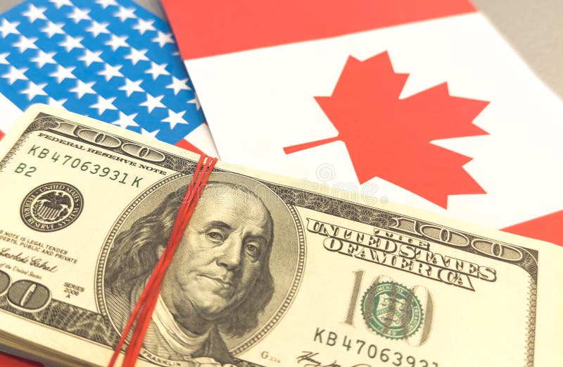 Usa and Canada Flag Dollars Stock Image - Image of background, wealth ...